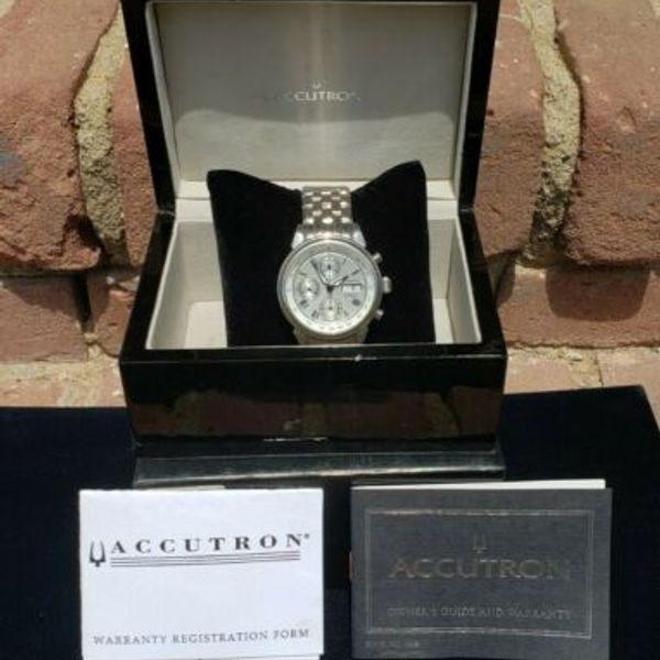Bulova Accutron Gemini 26C04 Men's Swiss Automatic Chronograph Watch w ...