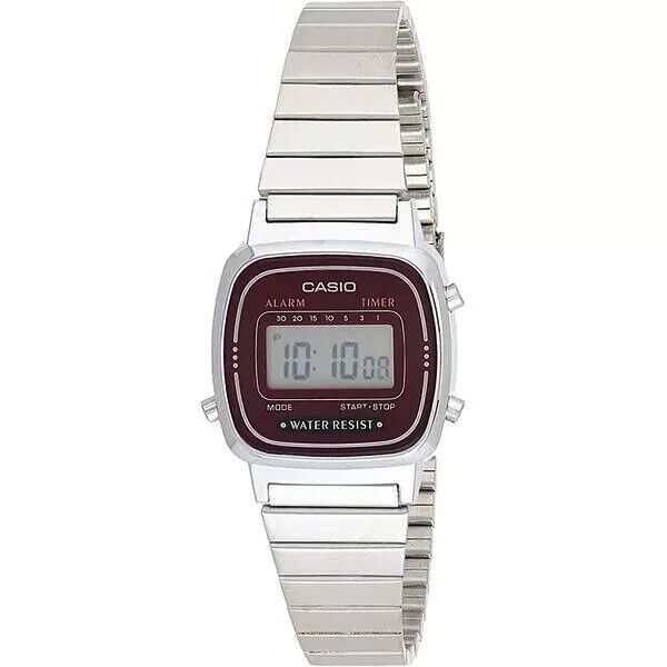 Casio Ladies Quartz Digital Watch LA-670WA-4DF - Retro Silver Tone ...