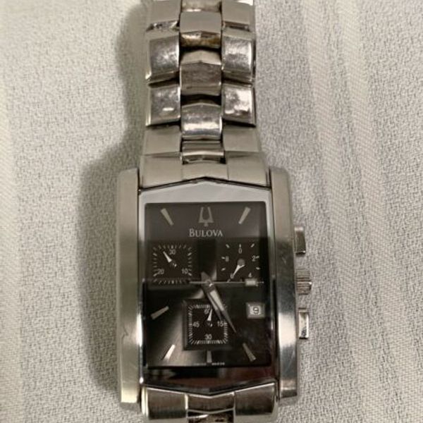 Bulova 96G09 Rectangle Chronograph Stainless Steel Mens Watch ...