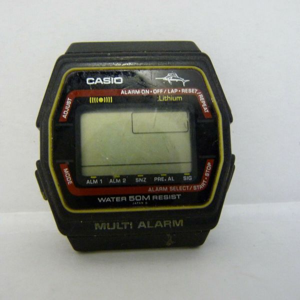 RARE Casio wrist watch head; Marlin 181 W-25; Japan; LCD digital Multi ...