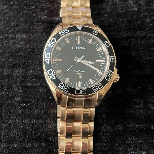 Citizen AW1773-55E Men's Eco-Drive Carson Rose Gold Tone Black Dial ...