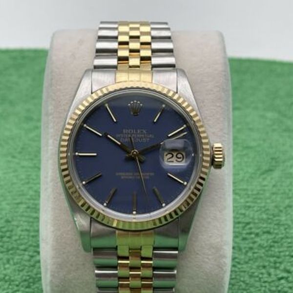 Rolex Datejust 16013 Blue Dial 36mm Two Tone Mens Watch | WatchCharts ...