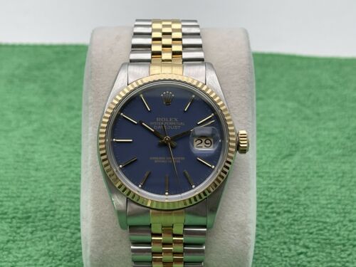 Rolex Datejust 16013 Blue Dial 36mm Two Tone Mens Watch | WatchCharts