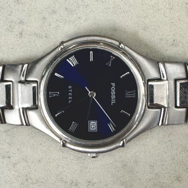 Solid Steel Menâ s FOSSIL ARKITEKT WR50M, Blue Roman #s Dial - RUNNING ...