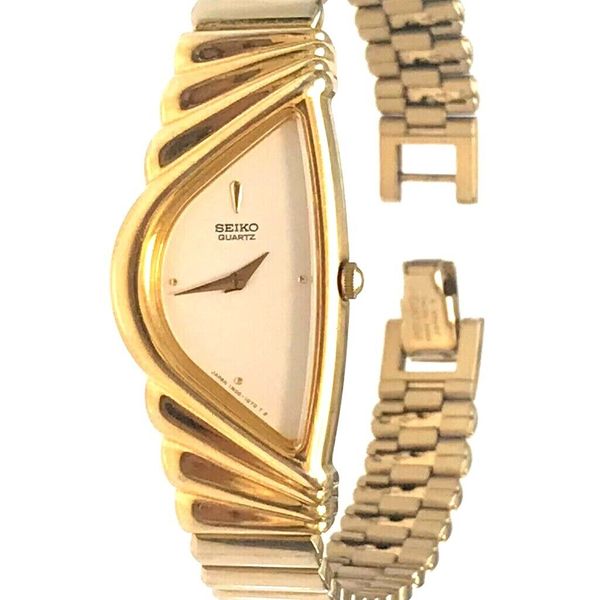 Ladies Seiko half moon yellow gold tone quartz watch | WatchCharts Marketplace