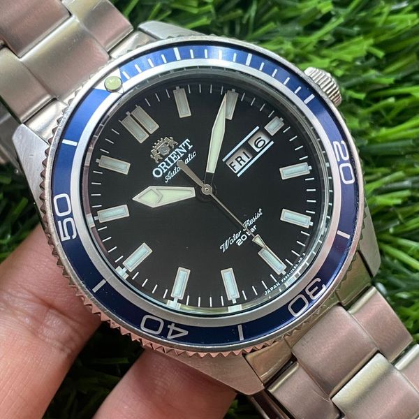 Rare Orient Automatic Blue Dial DIver Day Date Sports Vintage Watch ...