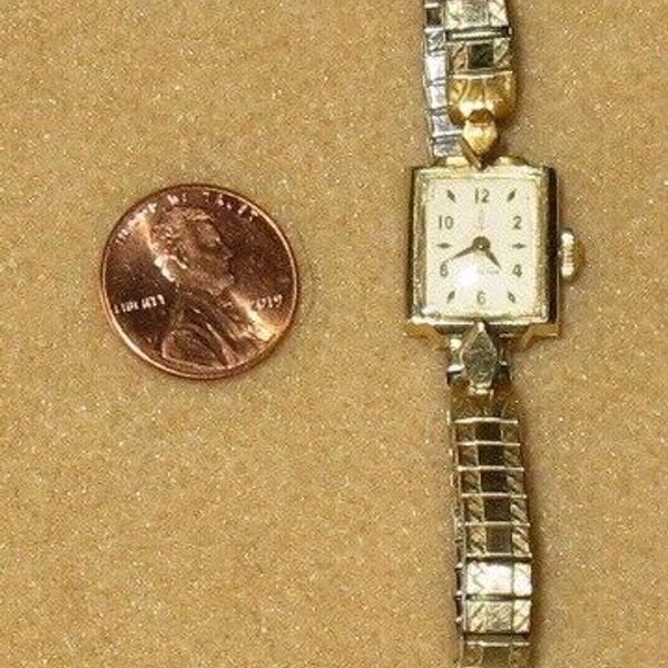 Vintage Ladies Hamilton Wristwatch Watch Stretch Band 10K Gold Fill ...