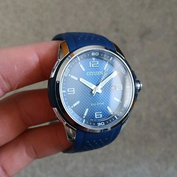 Citizen Eco-Drive Solar Powered AW1158-05L Blue 100m Watch Rubber Strap ...