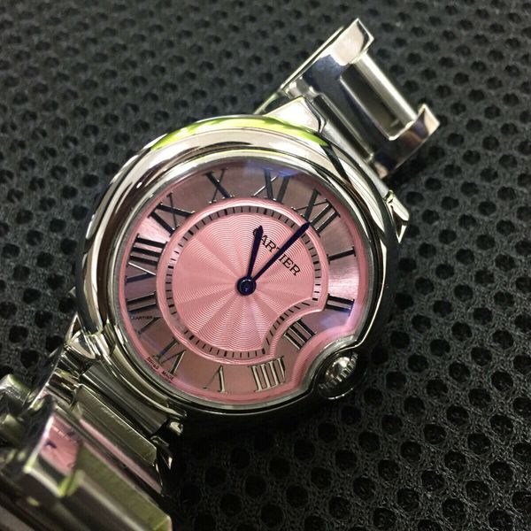 Cartier Ballon Bleu pink womens Watch 36mm Stainless Steel Dial ...