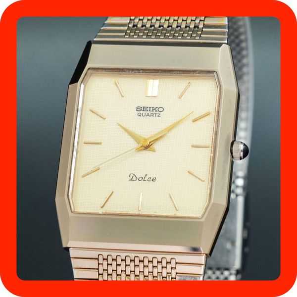Vintage 1983 [MINT] SEIKO Dolce 9521-5110 New BATT Gold Square Men ...