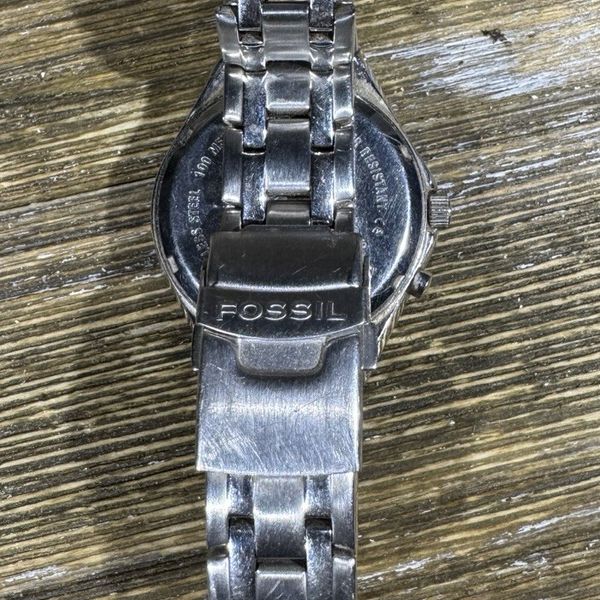 Fossil Kaleido AM-3539 Men's Watch Stainless Blue/Red Face NEEDS NEW ...