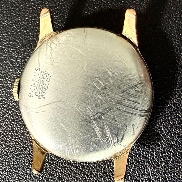 Benrus Manual Winding Shock Absorber 20 Micron Gold -Runs-Cracked ...