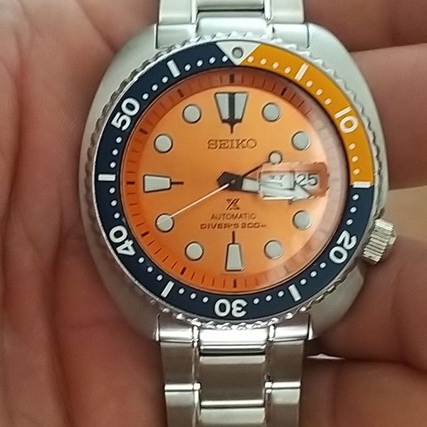Authentic discontinue SRPC95K1 Seiko ‘Nemo’ Turtle. Orange sun burst ...