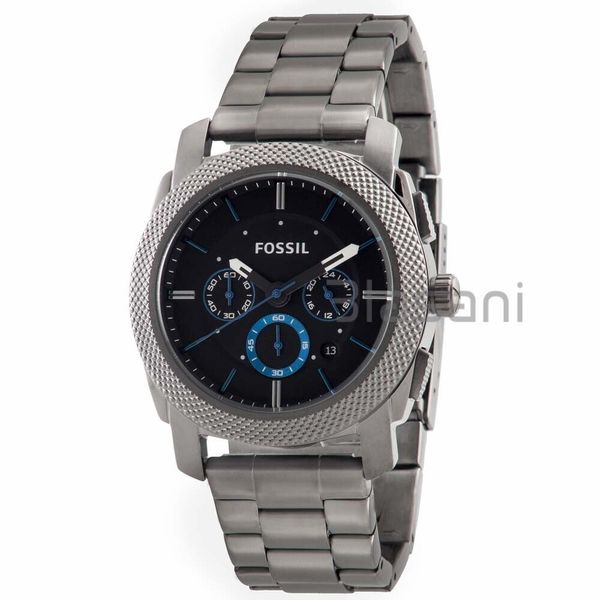 Fossil FS4931 Men's Machine Stainless Steel Smoke Chronograph Watch ...