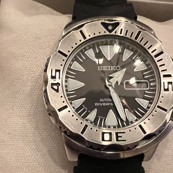 SEIKO MONSTER 2nd Gen SRP307 J1 SRP 307 Shark Teeth ð ¦ Black Diver ...