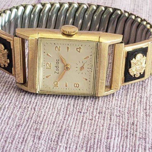 Vintage Zodiac Tank Wristwatch Mechanical Manual Wind Bracelet WW2 U.S ...