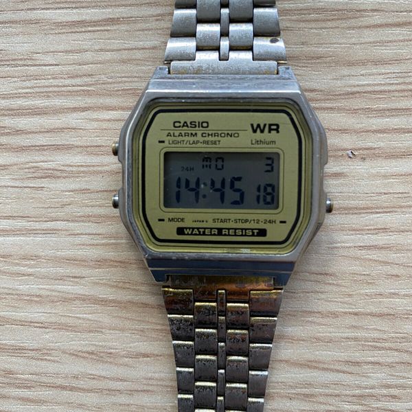 Vintage Casio 593 A159W Stainless Steel Menâ s Wristwatch - New Battery ...