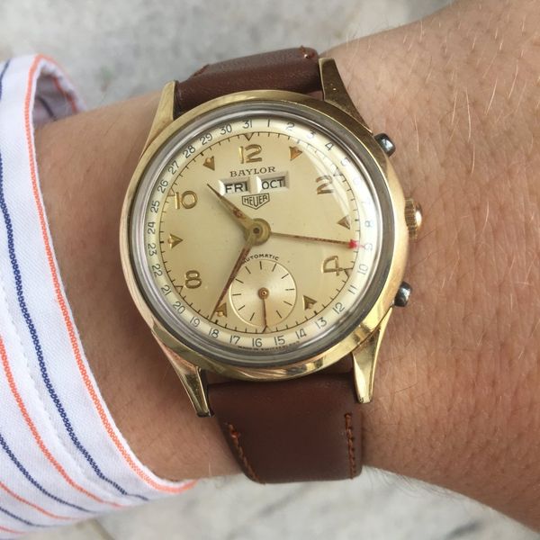 SOLD Baylor Heuer Triple Date Vintage Bumper Movement | WatchCharts ...