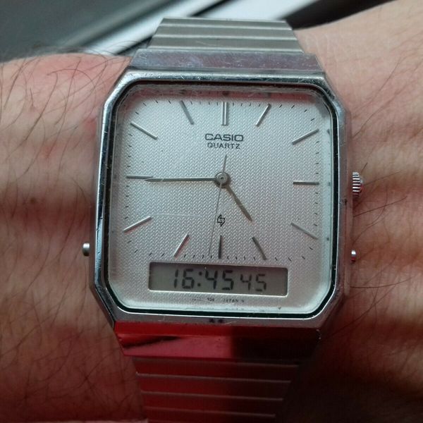 Vintage Casio aq-414 module 307 Analogic & Digital Chronograph watch ...