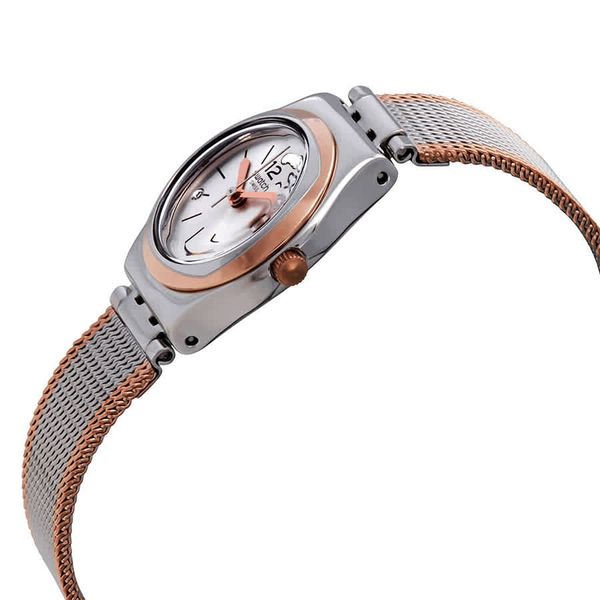 Swatch Full Silver Jacket Silver Dial Ladies Two Tone Watch YSS327M ...