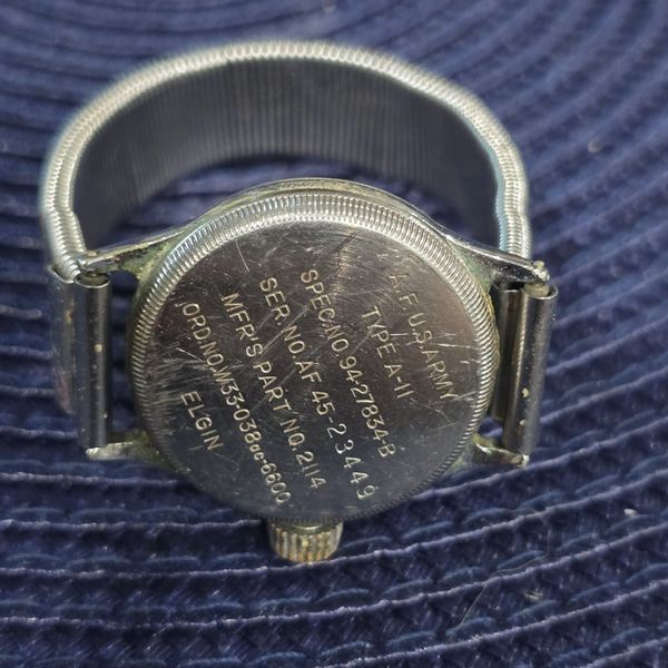 Very Rare 1945 Elgin A-11 US Military WWII Luminous Wristwatch Air ...
