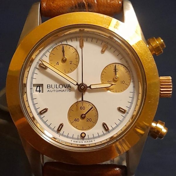 Bulova Chronograph Automatic Gold 18 k & Steel Vintage NOS ...