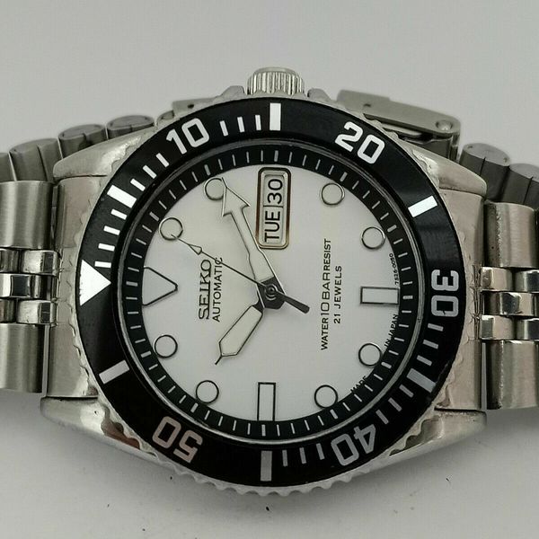 SEIKO DIVER 7S26-0040 SKX031 WHITE SUBMARINER MOD AUTOMATIC MEN'S WATCH ...