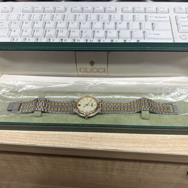 Vintage GUCCI 9000M Stainless Gold 25mm Women's Quartz Watch W/ BOX ...