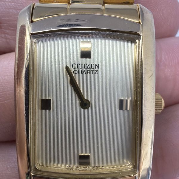 Citizen Quartz Rectangular Gold Tone Vintage Watch | WatchCharts ...