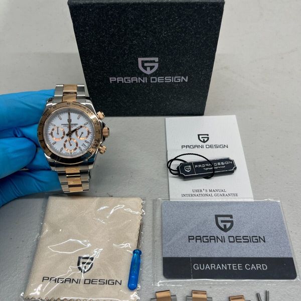 PAGANI DESIGN - PD1644 Quartz Watch Two-Tone Rose Gold Chronograph NEW ...