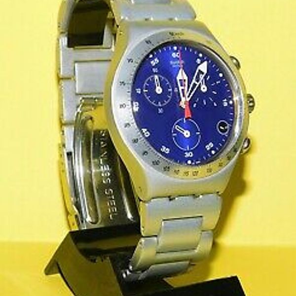 SWATCH IRONY CHRONO KLASSIKER "TROUBLE MAKER" YCS 4011 ALU TOP ...