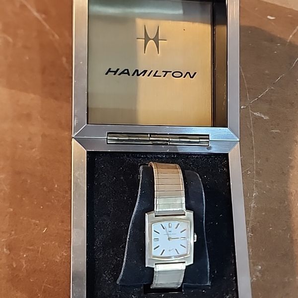VINTAGE 1940's Tank HAMILTON Watch 10K GOLD FILLED HAND WIND RUNS W ...