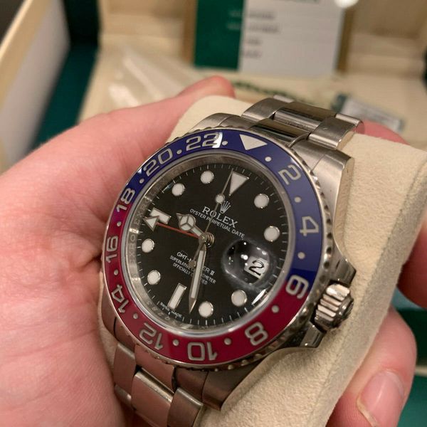ROLEX - White Gold GMT Master II Blue Red PEPSI Bezel B&P 116719 ...