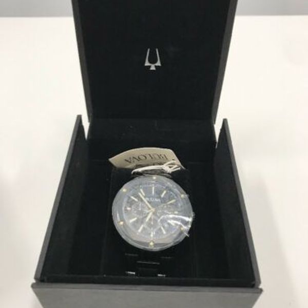 98B287 BULOVA Men's Black Gold Stainless Steel Dress Style Chronograph ...