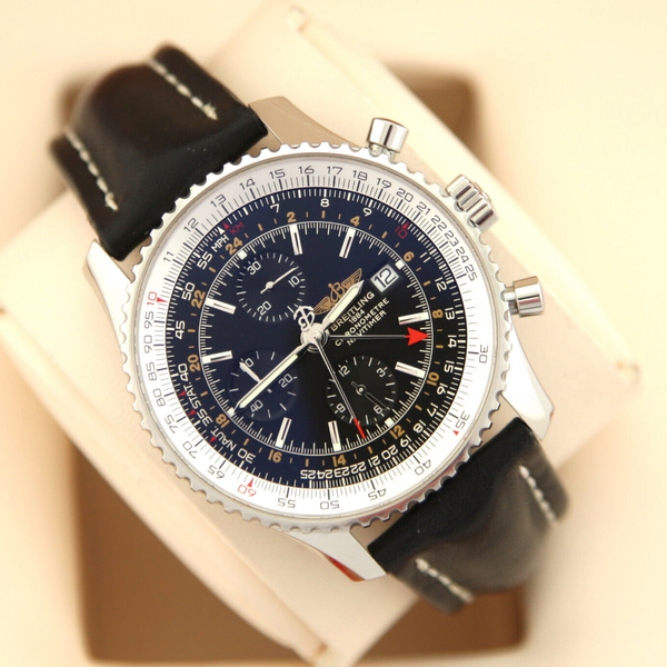 Breitling Navitimer 46 World GMT Steel Automatic Chronograph Men's ...