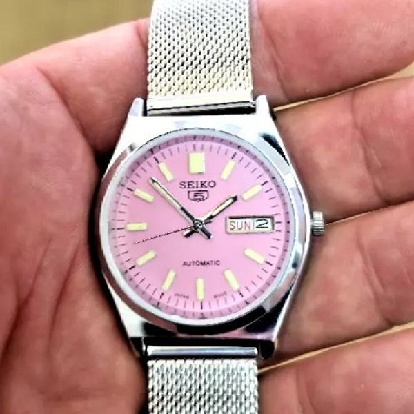 Vintage Orginal Seiko Sports 5 Stunning Pink Dial High Luminous Batons ...