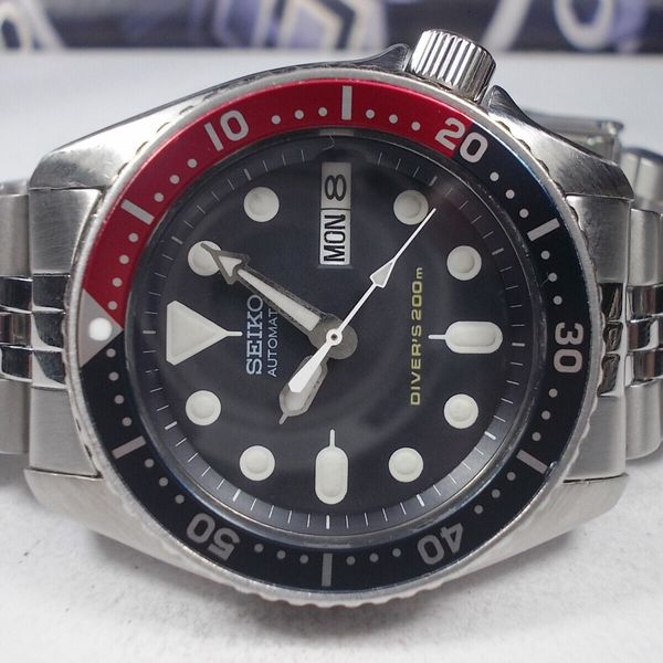 SEIKO SCUBA DIVERS SKX015 DAY/DATE AUTO MIDSIZE WATCH 7S26-0030, PEPSI ...