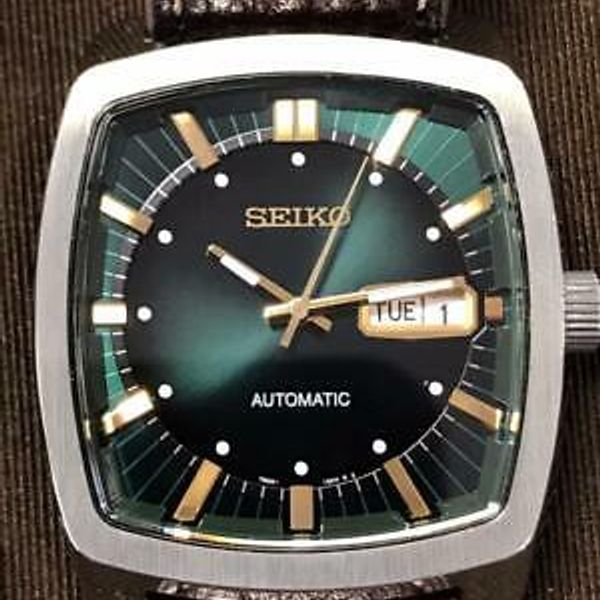 Seiko SNKP27 Recraft Automatic 7S26- Green Dial 04V0 Brown D/D Leather ...