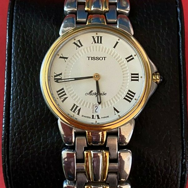 Vintage Tissot Marquise L-250 Roman Numbers Sapphire Crystal Quartz Date Watch | WatchCharts ...