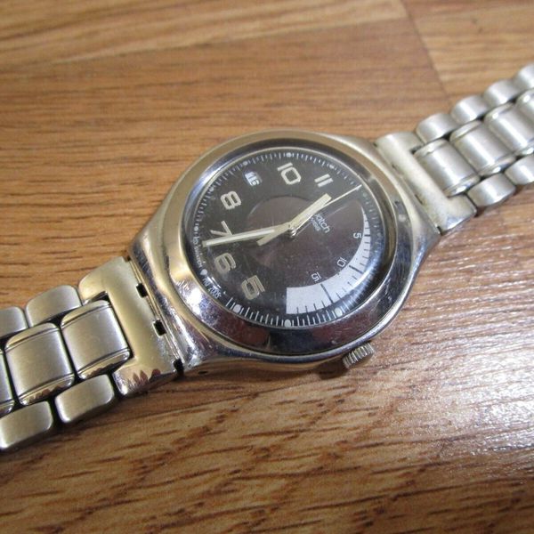 VTG Swatch Watch Irony Date Black Dial 2005 Quartz New Battery ...