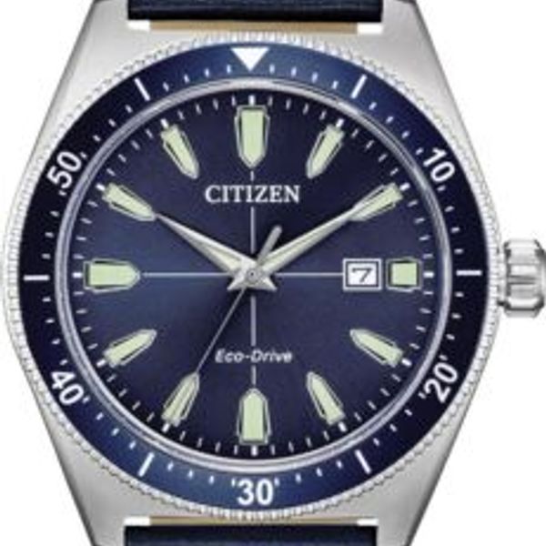 Citizen AW1591-01L Men's Eco Drive Brycen Blue Leather Band Blue Dial ...