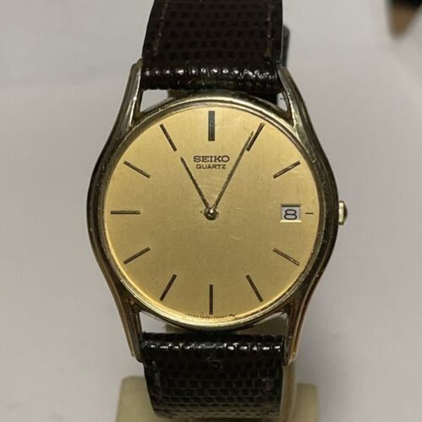 Vintage SEIKO 7439-7009 Gold Quartz Thin Unisex Wristwatch New Battery ...