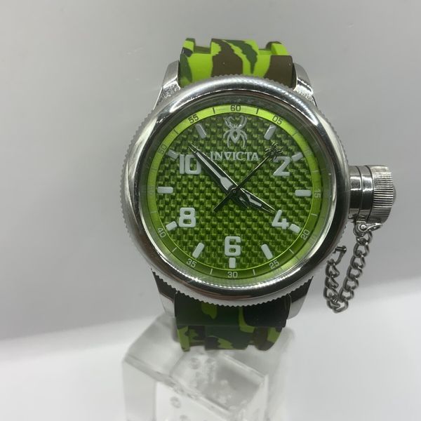 INVICTA RUSSIAN DIVER SEA SPIDER LIME GREEN CARBON FIBER SWISS QUARTZ ...