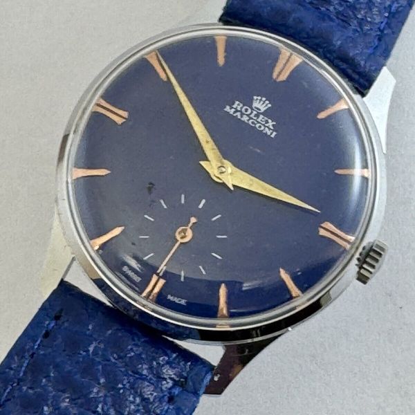 VINT Rolex Marconi blue dial swiss made wind up ca 57 NO RESERVE PRICE ...