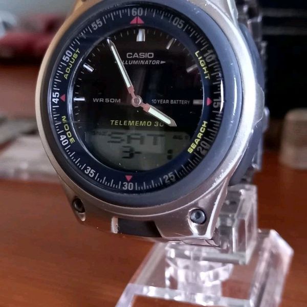 Vintage Casio AW-80 Telememo 30 Dual Display Multifunction Quartz Watch ...