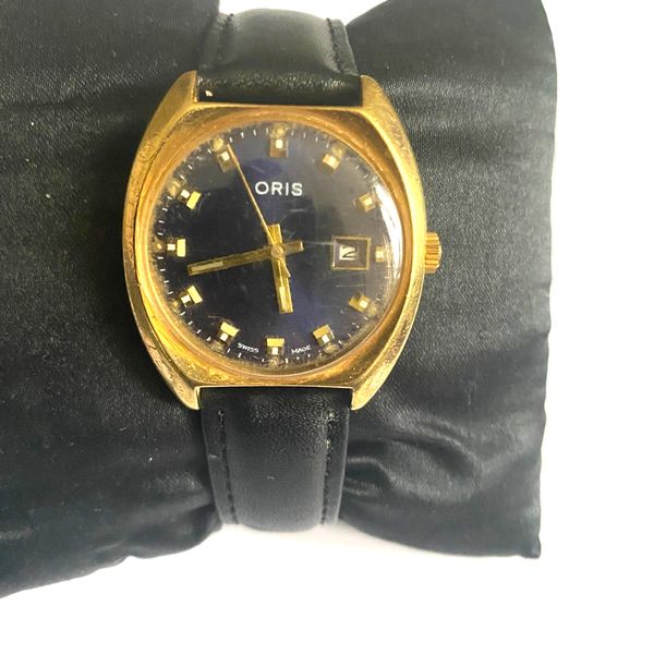 Oris Mens Swiss Made Vintage Mechanical Calendar Leather Strap Watch ...