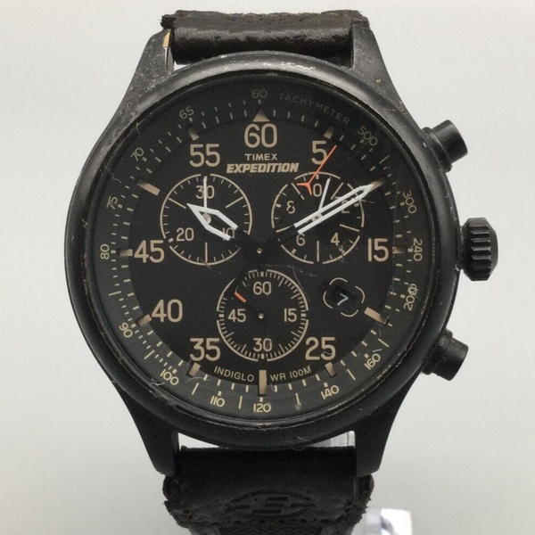 Timex Expedition Field Chronograph Watch Men 42mm Black Indiglo Date ...
