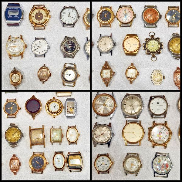 Vintage Watch Head Lot 90+ Sharp Elgin Seiko Pulsar Benrus More AS IS ...
