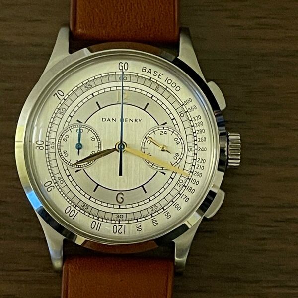 Dan Henry 1937 Dress Chronograph Gold Leaf Hands Brown Leather Strap ...