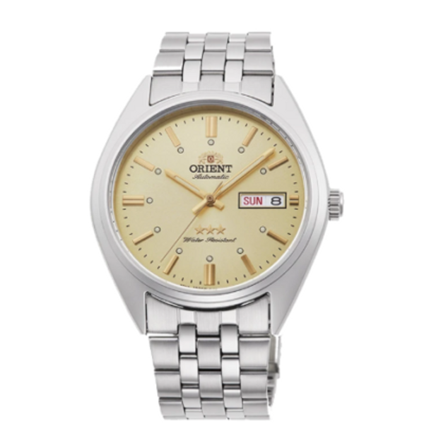 Orient Men's Tri Star Automatic Champagne Dial Gray Bracelet Watch ...